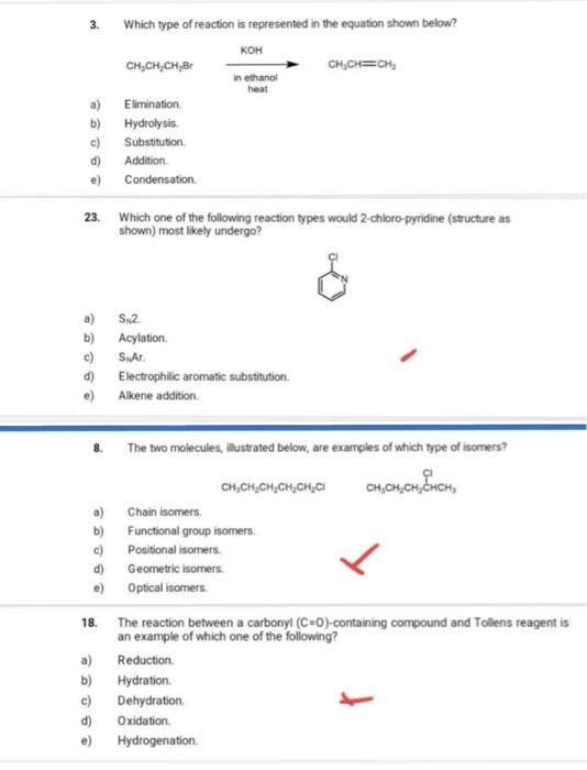 Solved 3. Which type of reaction is represented in the | Chegg.com