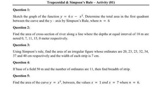 Solved Trapezoidal & Simpson's Rule - Activity (01) Question | Chegg.com