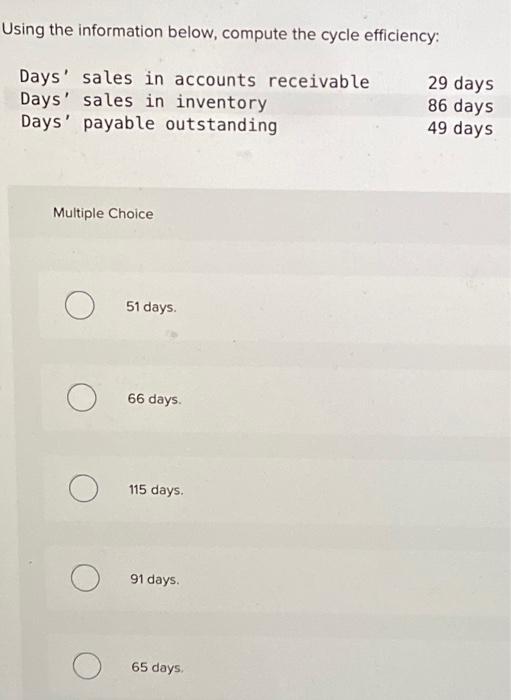 Solved Using the information below, compute the cycle | Chegg.com