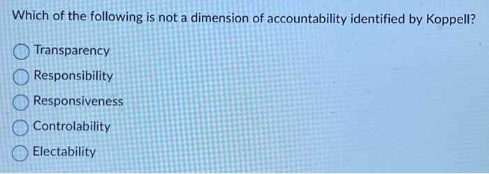 Solved Which of the following is not a dimension of | Chegg.com