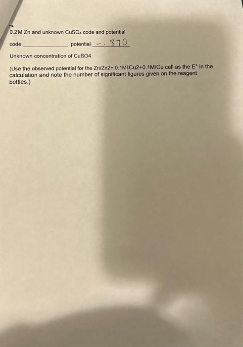 Solved Zn/Zn2+1.0M∥Cu2+1.0M/Cu In the space below write the | Chegg.com