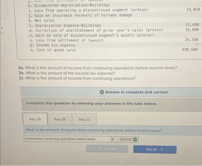 Solved 2a. What is the amount of income from continuing | Chegg.com
