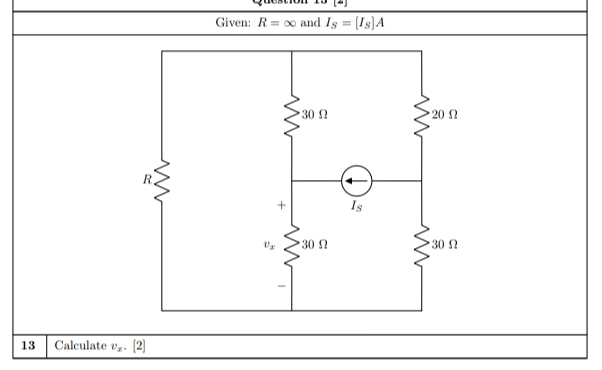 Solved Given R = ﻿infinity and Is = 1.7 ﻿ACalculate Vx | Chegg.com