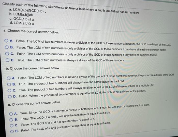 Solved Classify each of the following statements as true or | Chegg.com