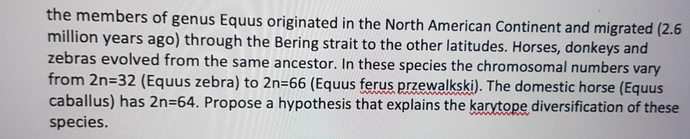 Solved the members of genus Equus originated in the North | Chegg.com