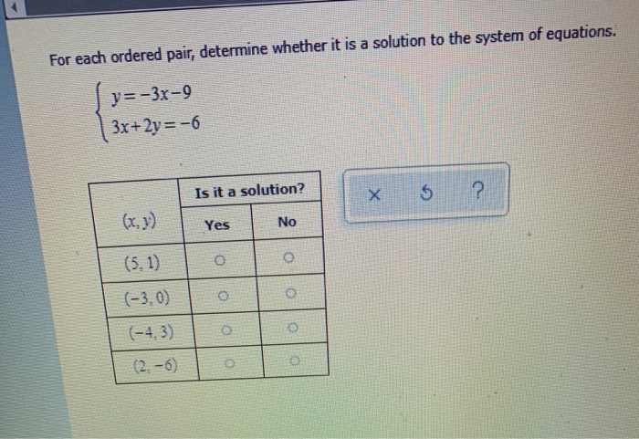 Solved For each ordered pair, determine whether it is a | Chegg.com