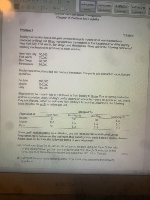 Solved AD Mabote AaBbcc albed Copert Chapter 15 Problem Set: | Chegg.com