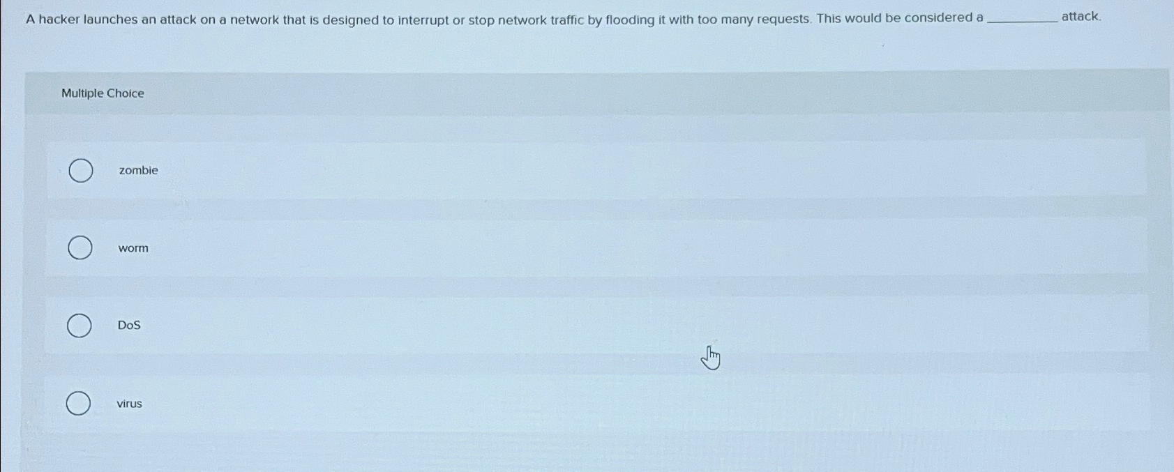 Solved A hacker launches an attack on a network that is | Chegg.com