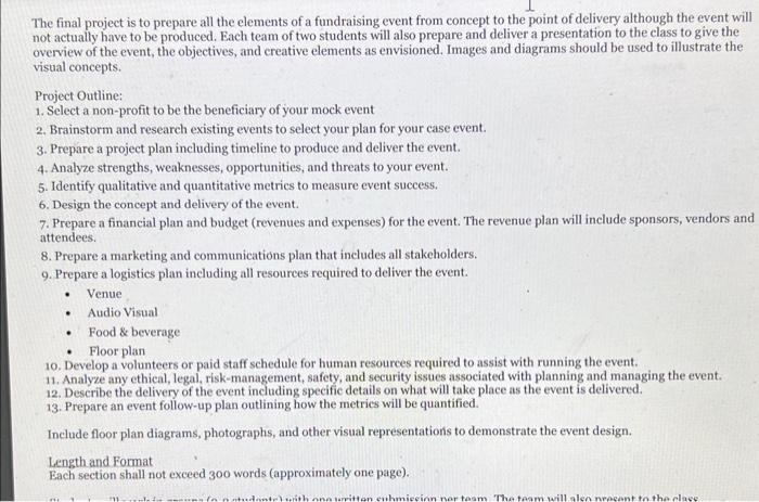 The final project is to prepare all the elements of a | Chegg.com