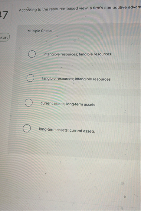 Solved According to the resource-based view, a firm's | Chegg.com