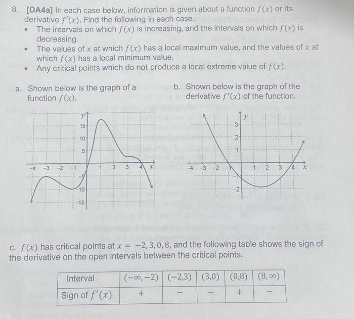 8. [DA4a] In each case below, information is given | Chegg.com