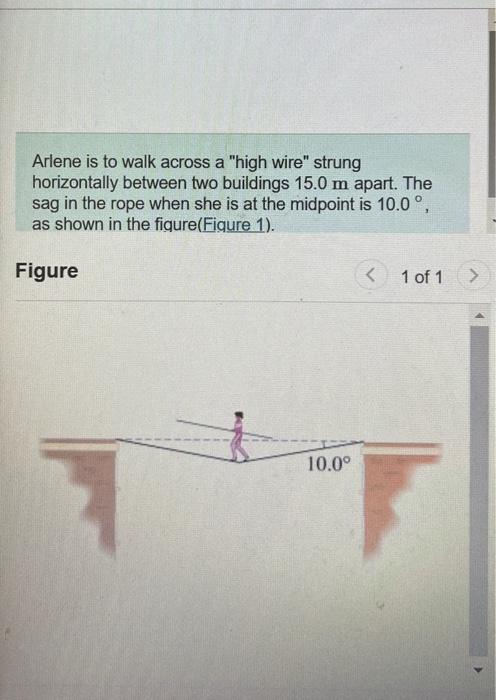 Solved Arlene is to walk across a "high wire" strung | Chegg.com