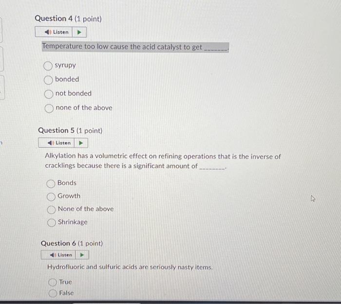 Solved n Question 4 (1 point) 4) Listen Temperature too low | Chegg.com