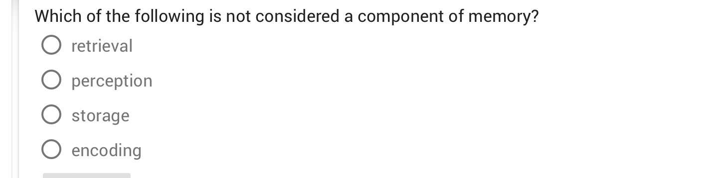 Solved Which of the following is not considered a component | Chegg.com