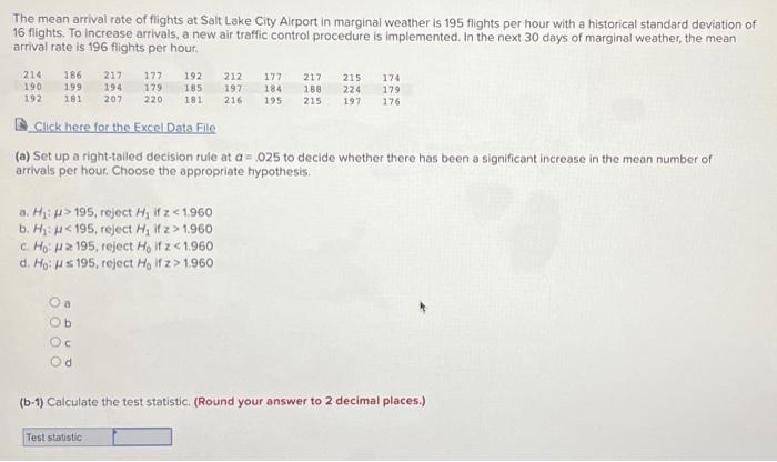 Solved The mean arrival rate of flights at Salt Lake City | Chegg.com