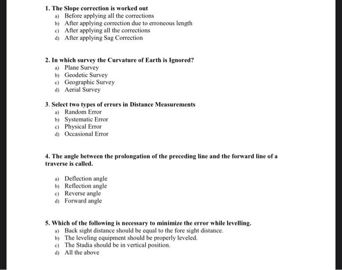 Solved 1. The Slope correction is worked out a) Before | Chegg.com