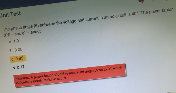 Solved Unit Test Real power (P) equals apparent power (S) | Chegg.com