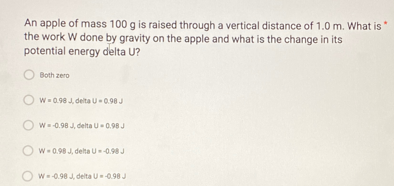 Solved An apple of mass 100g ﻿is raised through a vertical | Chegg.com