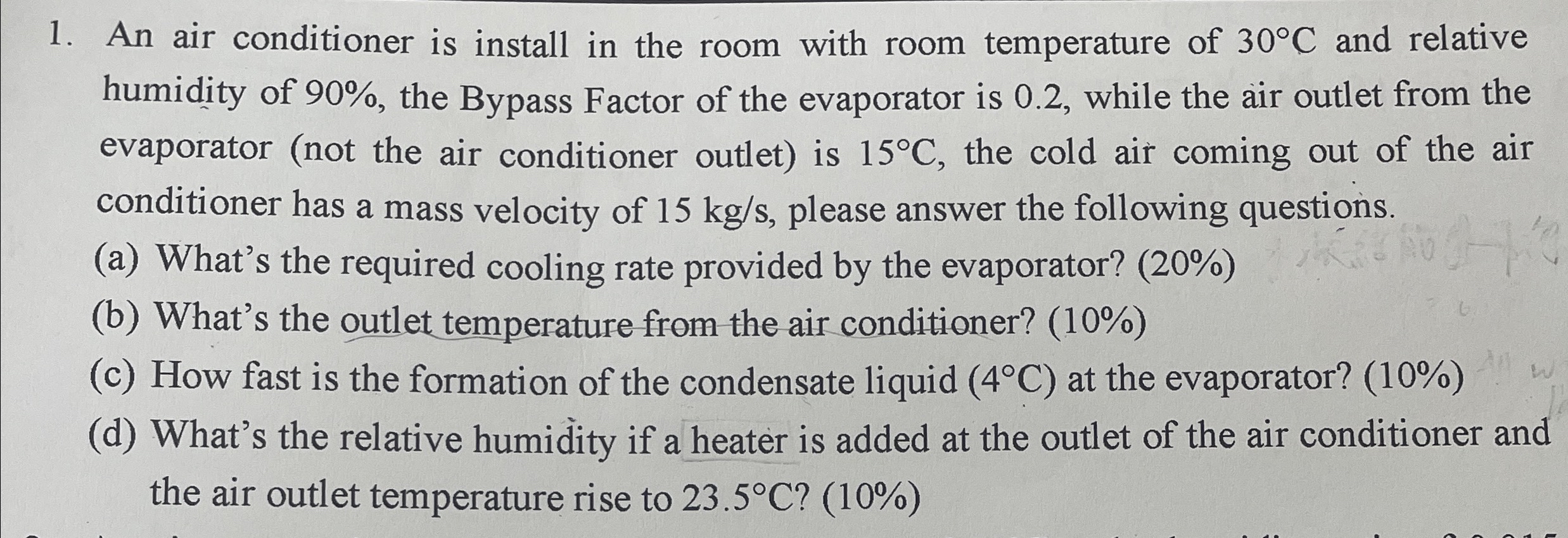 Solved An air conditioner is install in the room with room | Chegg.com