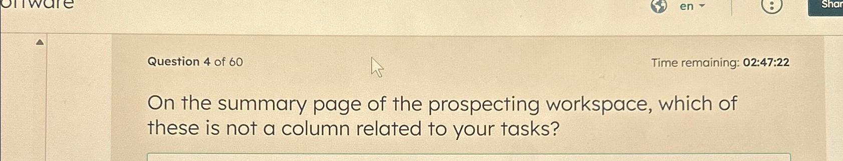 Solved Question 4 ﻿of 60Time remaining: 02:47:22On the | Chegg.com