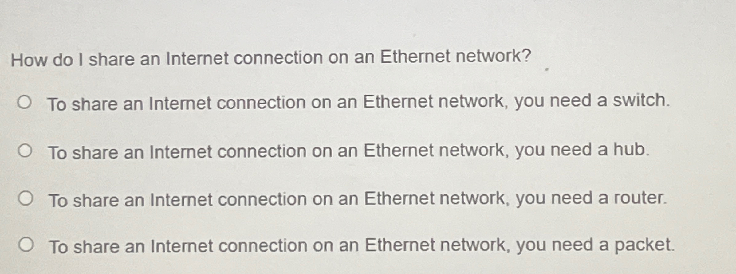 Solved How do I share an Internet connection on an Ethernet | Chegg.com