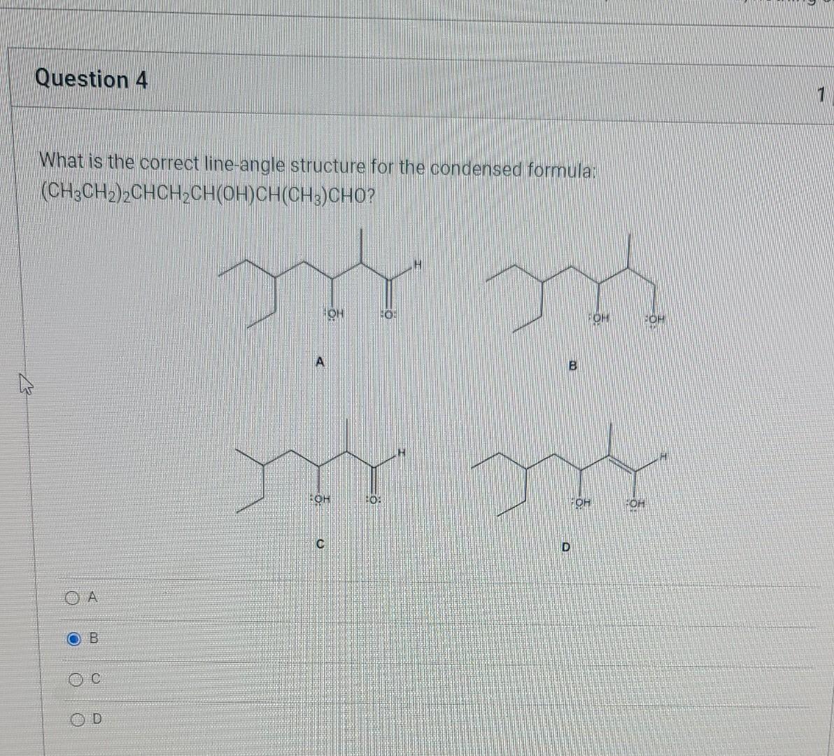 Solved What is the correct line-angle structure for the | Chegg.com