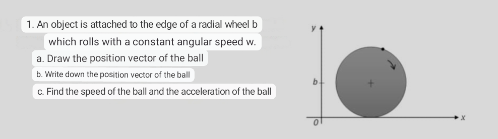 Solved An object is attached to the edge of a radial wheel | Chegg.com