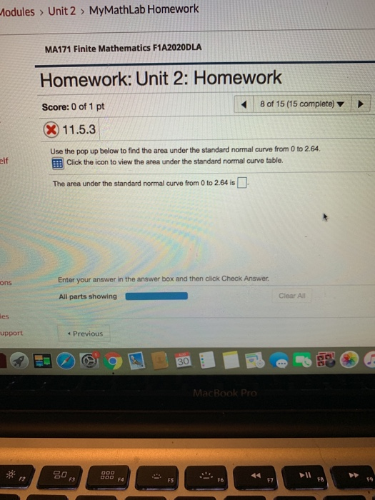 Solved Modules > Unit 2 > MyMathLab Homework MA171 Finite | Chegg.com