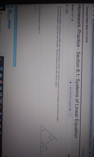 Solved an isosceles triangle containing two angles with | Chegg.com