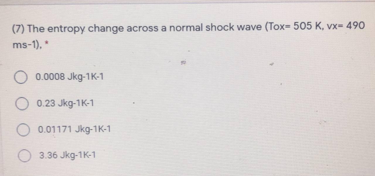 Solved (7) The entropy change across a normal shock wave | Chegg.com