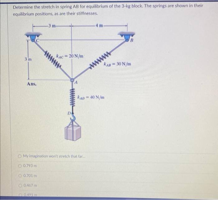 Solved Determine the stretch in spring AB for equilibrium of | Chegg.com