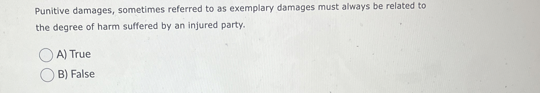 Solved Punitive damages, sometimes referred to as exemplary | Chegg.com