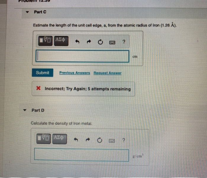 Solved Part C Estimate the length of the unit cell edge, a, | Chegg.com
