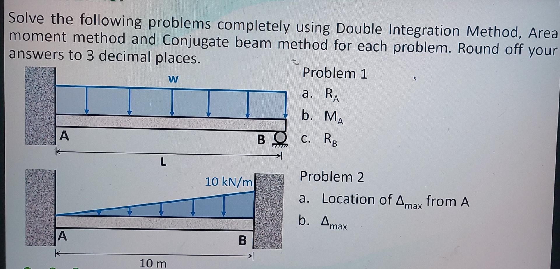 Solved solve the 2 problems in 3 methods double integration, | Chegg.com