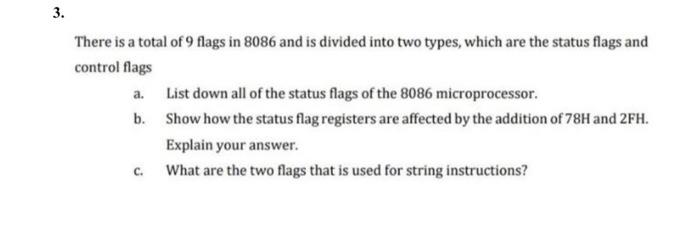 Solved There is a total of 9 flags in 8086 and is divided | Chegg.com