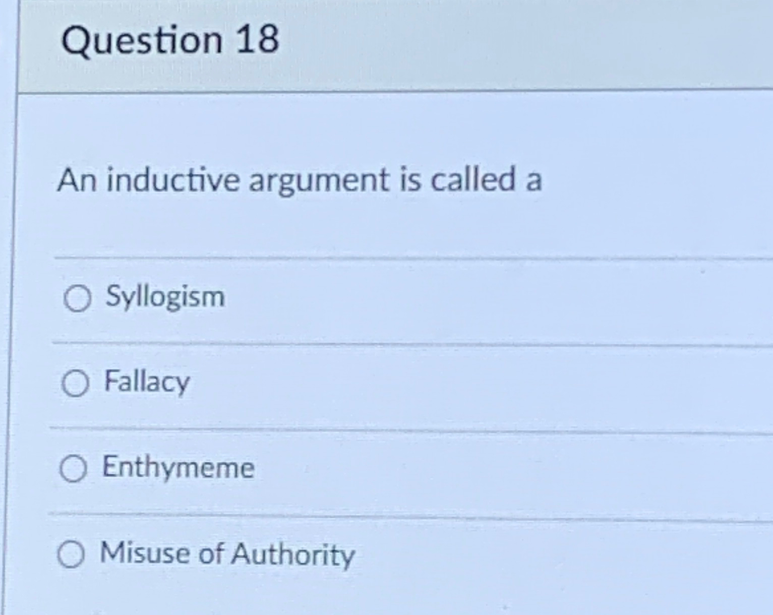 Solved Question 18An inductive argument is called | Chegg.com