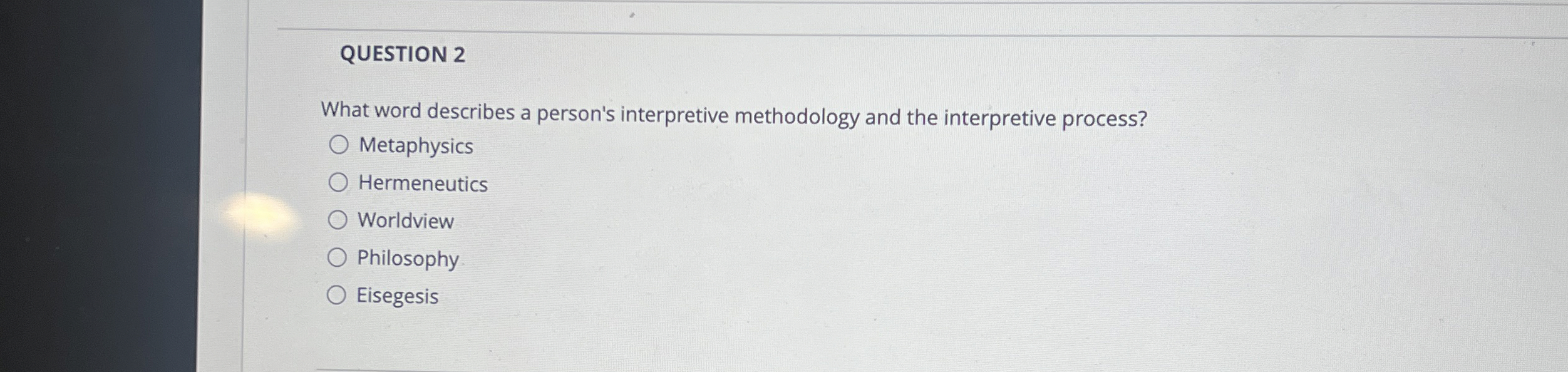 Solved QUESTION 2What word describes a person's interpretive | Chegg.com