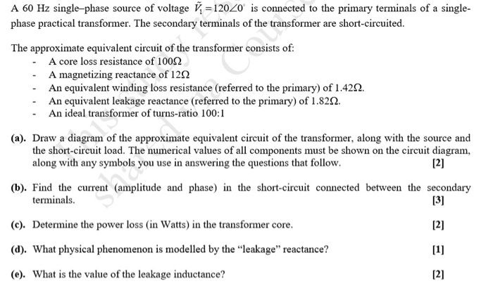 Solved A 60 Hz single-phase source of voltage V1 = 120Zo is | Chegg.com
