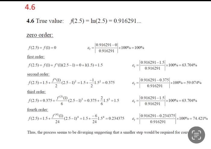 Solved 4.6 Use zero-through fourth-order Taylor series | Chegg.com