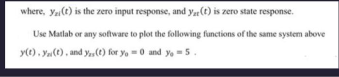 Solved where, yzi(t) is the zero input response, and yzt(t) | Chegg.com