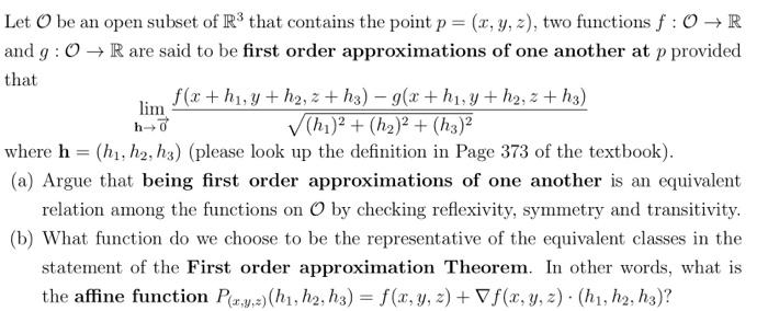 Solved Let O be an open subset of R3 that contains the point | Chegg.com