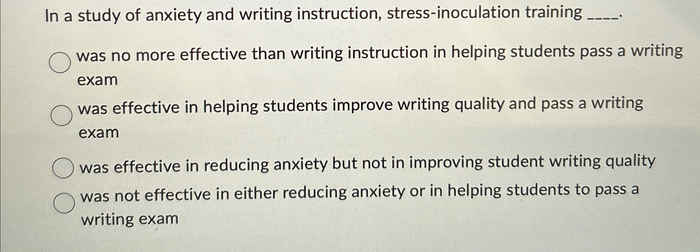 Solved In a study of anxiety and writing instruction, | Chegg.com