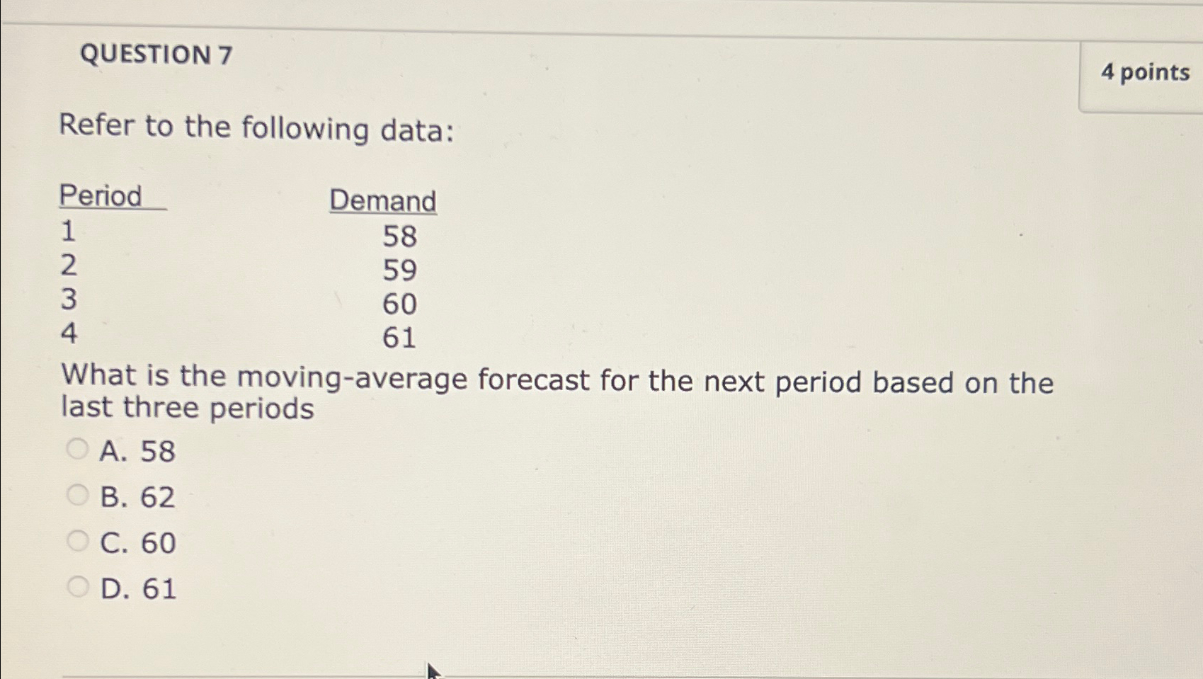 Solved QUESTION 74 ﻿pointsRefer to the following | Chegg.com