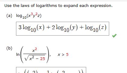 Solved use law of logorithms to expand(b) ln(x2x2-252),x>5 | Chegg.com