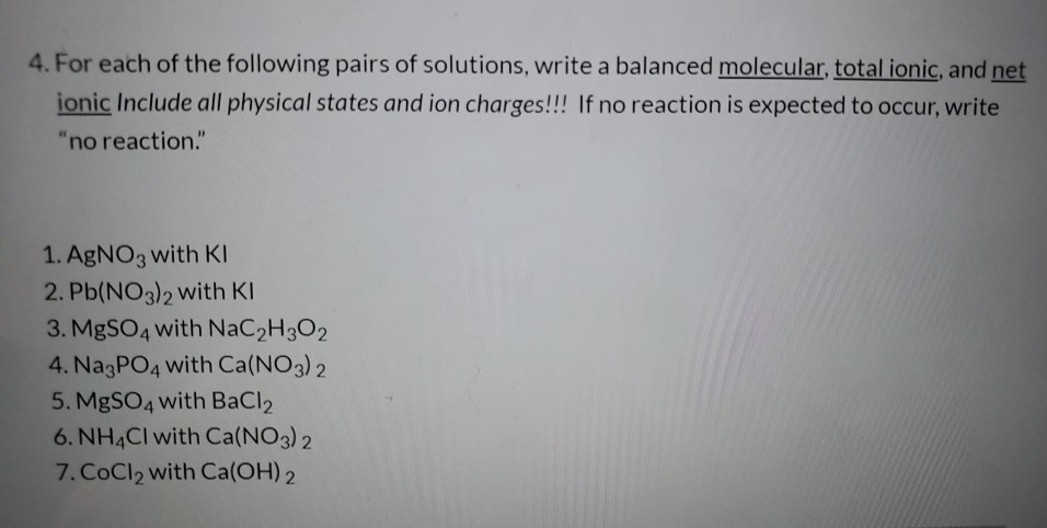 Solved 4. For each of the following pairs of solutions, | Chegg.com