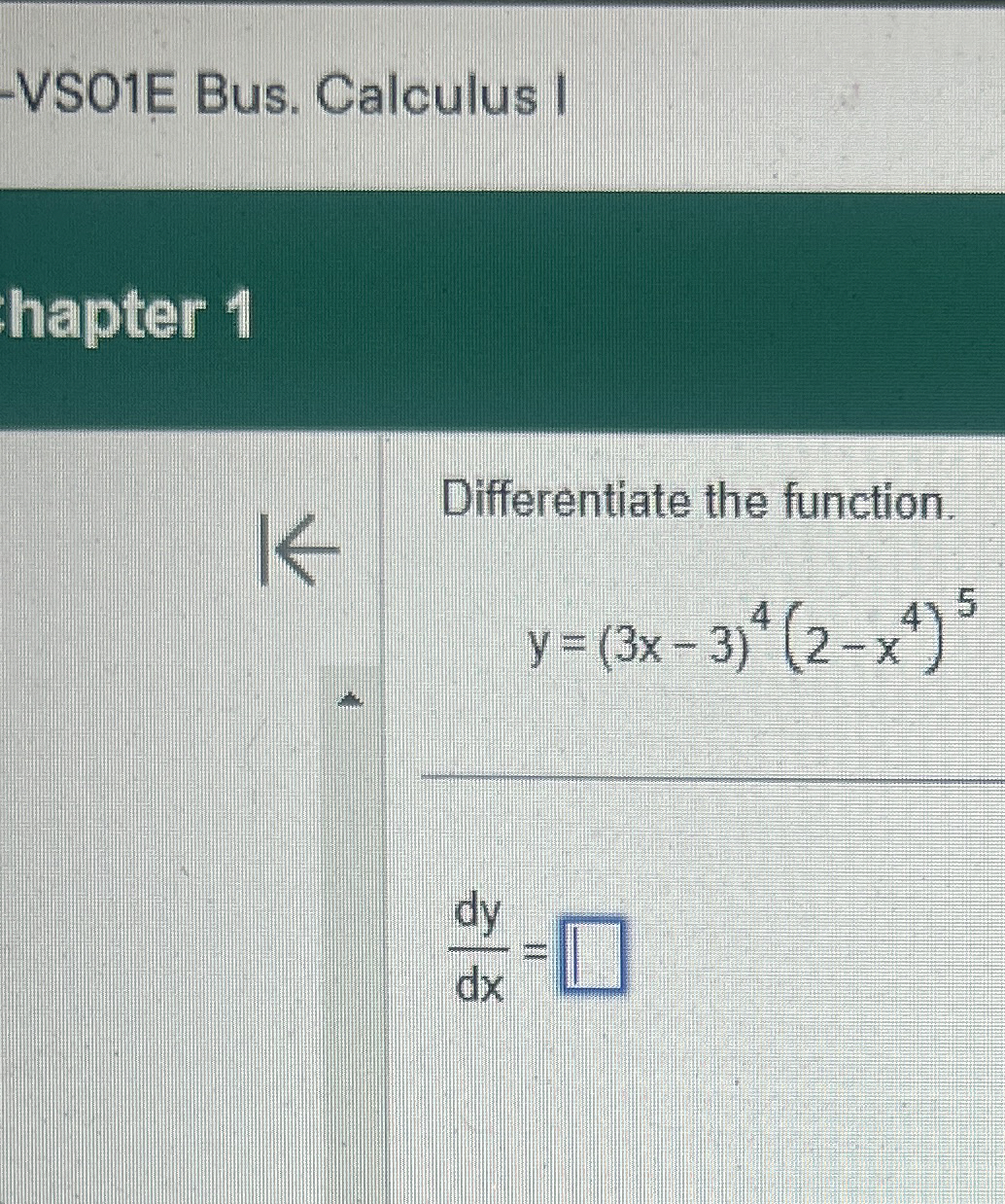 Solved -VSO1E Bus. Calculus Ihapter 1Differentiate the | Chegg.com