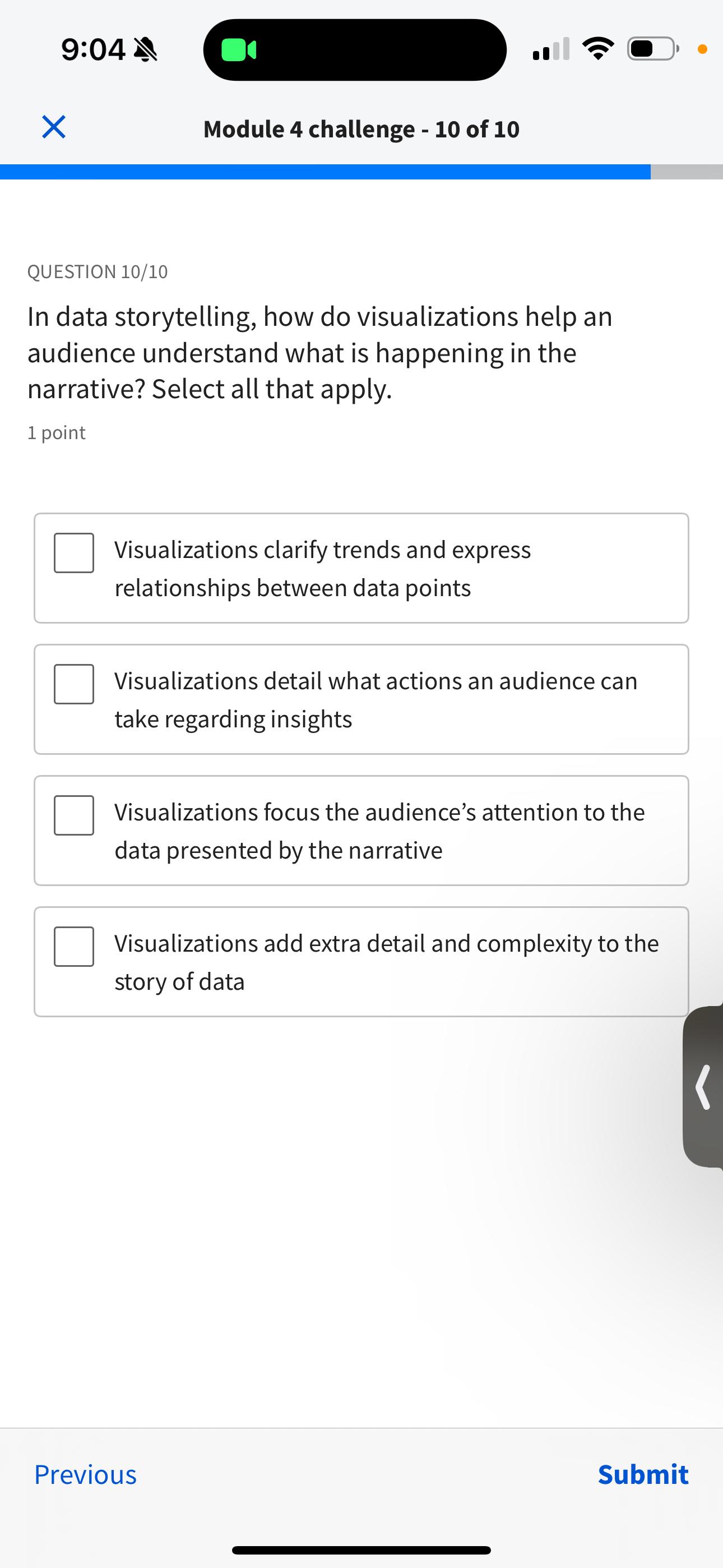 Solved 9:04Module 4 ﻿challenge - 10 ﻿of 10QUESTION 10/10In | Chegg.com