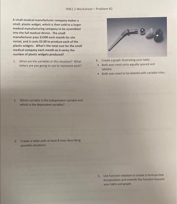 Solved HW2,2 Worksheet-Problem H2 A small medical | Chegg.com