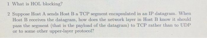 Solved 2 Suppose Host A sends Host B a TCP segment | Chegg.com