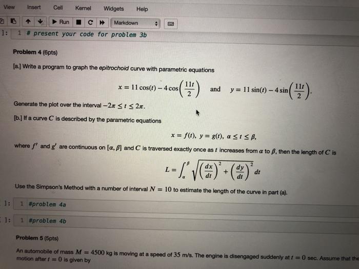 Solved View Insert Cell Kernel Widgets Help Run Ic Markdown | Chegg.com